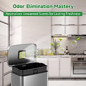 Trash Can Odor Absorbing Filter Refills for EKO Garbage Cans, Activated Charcoal Deodorizer, Strong Charcoal Odor Absorber, Pack of 8 Replacements