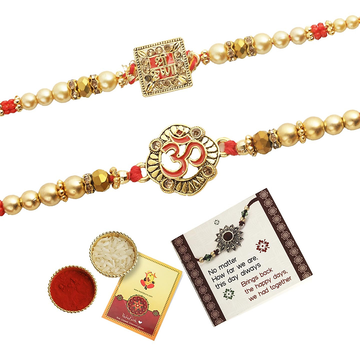 TIED RIBBONS Bhai Dooj Rakhi for Brother Set of 2 Rakhi Set, Rakhi Card, Bhai Dooj Tika Set - Bhaiya Dooj Rakhi Bracelet for Brother Rakhi for Bhaiya, Rakhi Gifts for Brother, Bro Rakhi Thread