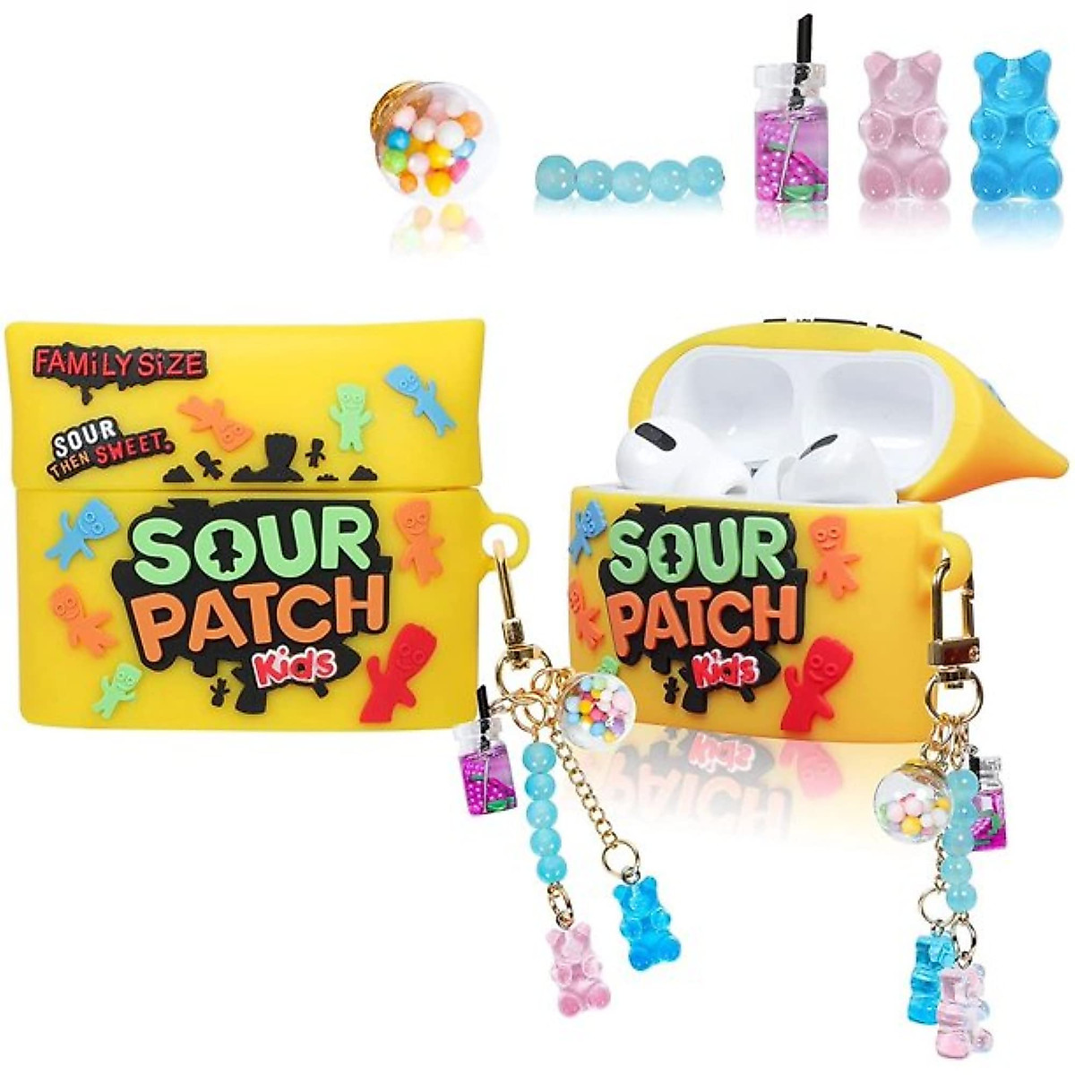 Sweet Body Yellow Candy AirPod Case 3D Cartoon Funny Kawaii, Shockproof Protective Soft Silicone Case Skin Designed with Trendy Candy Keychain for AirPods 1&2, AirPods 3, and AirPods Pro (Airpod 3)