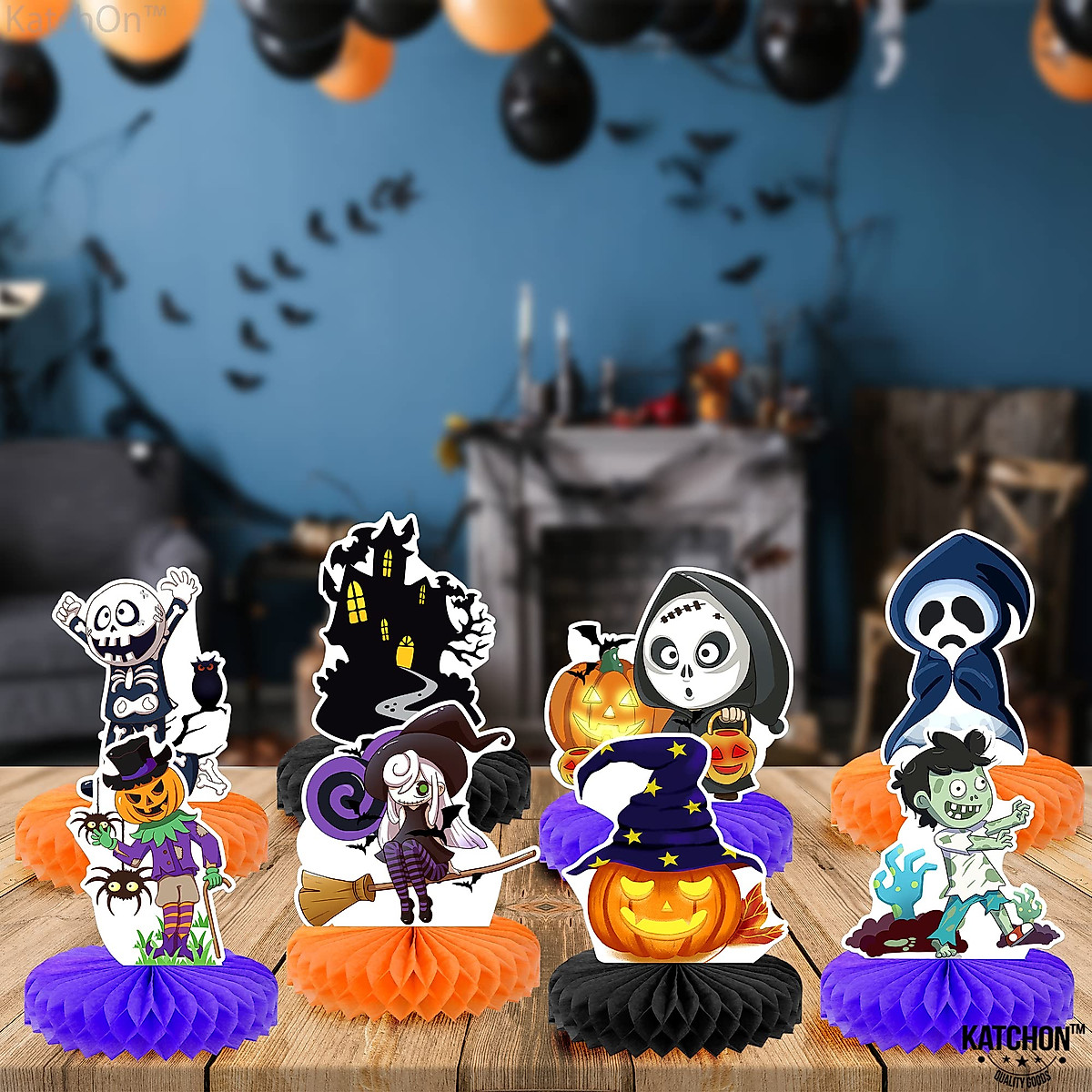 KatchOn, Halloween Centerpieces for Tables - Pack of 8 | Spooky Halloween Table Centerpiece, Pumpkin Halloween Decorations Indoor | Scary Halloween Centerpieces for Ghost Halloween Party Decorations