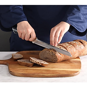 Cangshan NAKA Series 503060 X-7 Steel Forged 9-inch Offset Bread Knife with Sheath