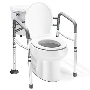 Toilet Safety Rail - Adjustable Detachable Toilet Safety Frame with Handles Heavy-Duty Toilet Safety Rails Stand Alone - Toilet Safety Rails for Elderly, Handicapped - Fits Most Toilets