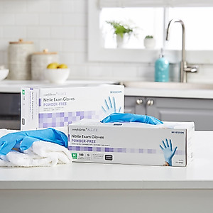 McKesson Confiderm 6.5CX Nitrile Exam Gloves - Powder-Free, Latex-Free, Ambidextrous, Texture, Chemo Tested, Light Blue, Extended Cuff, Size Medium, 100 Count, 10 Boxes, 1000 Total