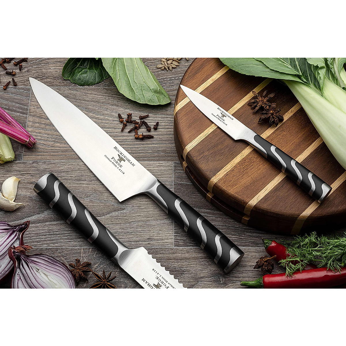Rockingham Forge 128 Series 4 Inch Vegetable Knife with German Steel Blade, Ergonomic Handle Made of ABS Plastic and Steel, Paring Knife