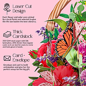 3D Pop Up Flower Bouquet Card - Unique life size Floral Greeting Card for Birthday, Mother’s Day, Valentines Day, Appreciation card, Get Well soon - for Mom, Madre, Sister, Grandma, Best Friend