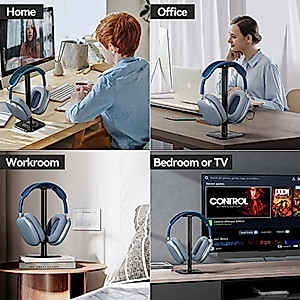 TuparGo Headphone Stand for Desk, Standing Computer Headset Holder,Aluminum Tube Connection and Easy to Assemble ,Suitable for All Over-Ear Headphone (Black, Single)