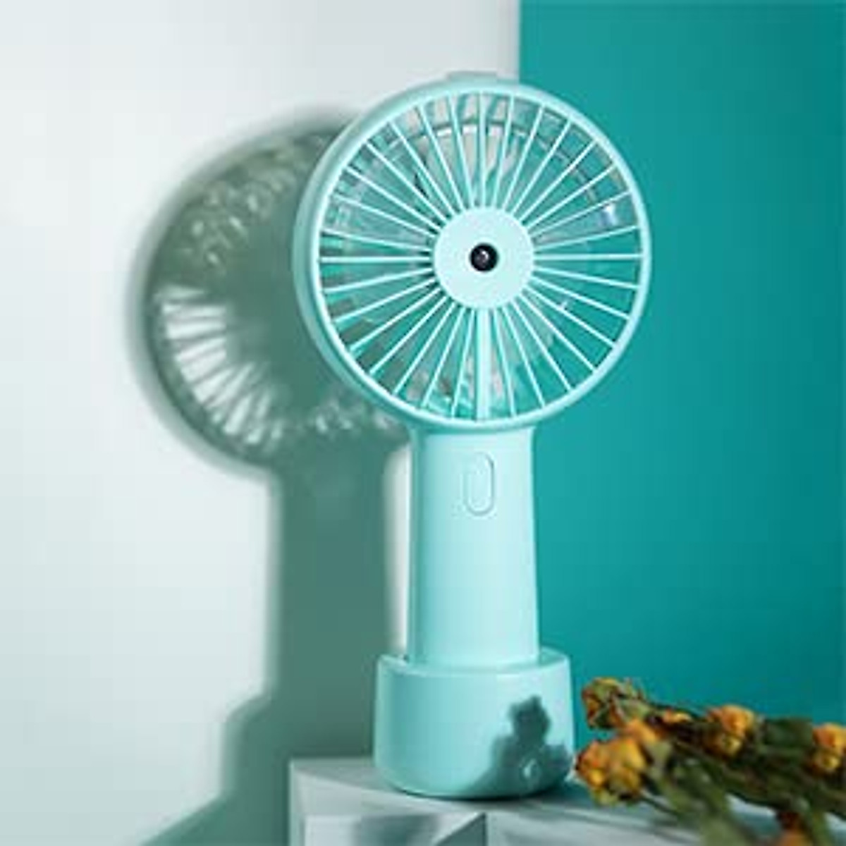 Portable Hand held Misting Fan, Small Personal USB Rechargeable Battery Operated Spray Fan Mister with 20ml Water Tank Mist Lash Fan Quiet 3 Speed Strong Cooling Wind for Travel Office Outdoors B