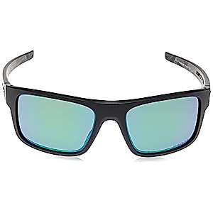 Oakley Men's OO9367 Drop Point Rectangular Sunglasses, Matte Black/Prizm Jade Polarized, 61 mm