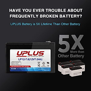 UPLUS 12V 7Ah Battery, SLA Rechargeable Battery for Security Alarm, Home Fire, Garage Doors, Razor E200 E200S E300 E300S MX350 MX400 Dirt Rocket Electric Dirt Bike, Replace ml7-12, EXP-1270