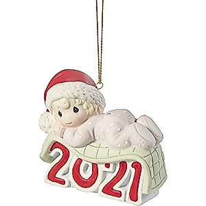 Precious Moments 211005 Baby’s 1st Christmas 2021 Dated Girl Bisque Porcelain Ornament