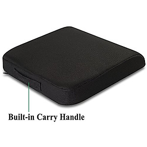 TravelMate Extra-Large Memory Foam Seat Cushion – Perfect for Office Chair and Wheelchair – Does Not Slip Even on Smooth Marble Floors – Washable & Breathable Cover – Relieves Back Pain – 19”x17”x3”