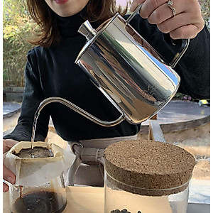 MERMOO YILAN Gooseneck Coffee Kettle 21oz Pour Over Drip Pot 600ml Long Narrow Spout Stainless Steel Water Dripper Kettle for Tea & Coffee（Black)