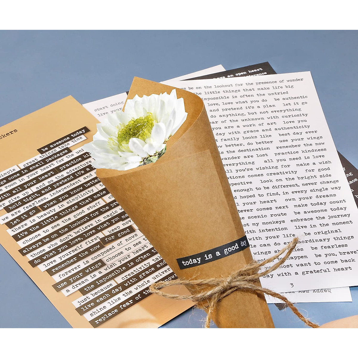 ONLYKXY Stickers 8 Sheets, 80 Pcs Word Stickers Black and White, Inspirational Quotes for DIY Journal, Scrapbooking, Decorating, Crafting, Correspondence