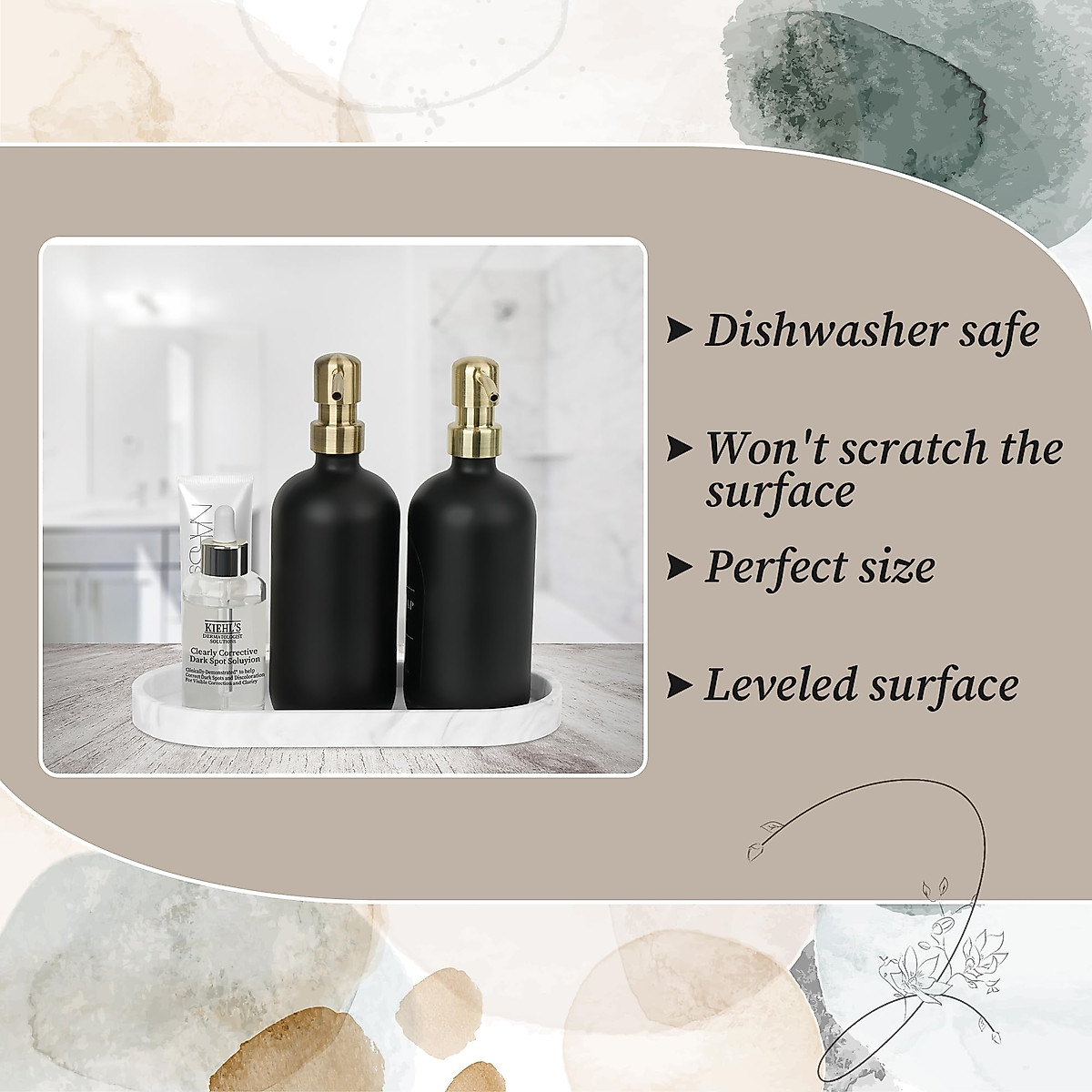 Akinko. Oval Silicone 9.8'' Bathroom Vanity Tray - Kitchen Sink Countertop Organizer - Soap and Candle Tray Decorative Organization - Toilet Tank Tray - Glasses Key and Rings Decorative Tray