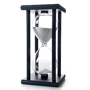 Bellaware 60 Minutes Hourglass, Wood Sand Timer White