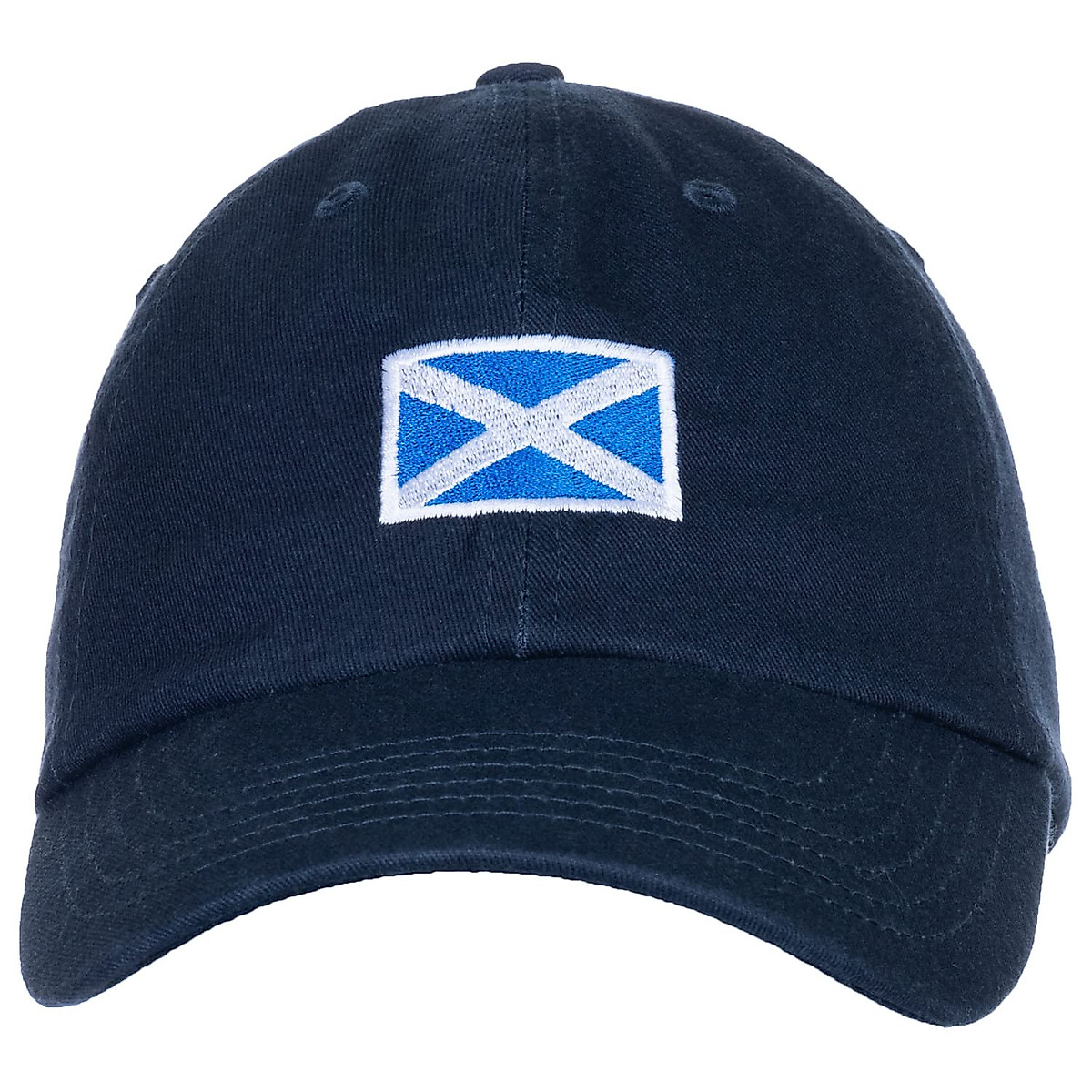 Ann Arbor T-shirt Co. Scottish Flag Hat - Country of Scotland Pride, Scots Low Profile Baseball Dad Hat for Men Women - (Navy Blue)