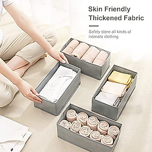 Qozary 8 Pack Drawer Organizers for Clothing, Foldable Cloth Storage Box, Underwear Drawer Organizer, Fabric Dresser Drawer Organizers for Baby Clothes, Underwear, Socks