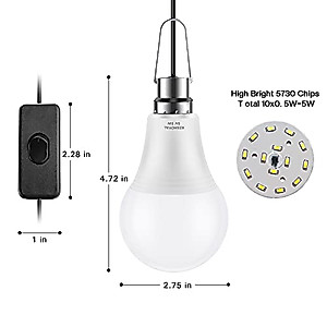 Keshoyal USB Light,Premium Emergency Light ,5W DC5V USB LED Camping Lantern with USB Cable ,9ft Length Cord Tent Light,Portable Light for Warehouse Fishing Outdoor Portable LED Bulb, Warm White