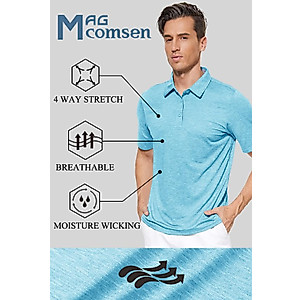 Polo Shirts for Men Short Sleeve Shirts Golf Shirts for Men Casual Shirts Summer T-Shirts Work Shirts for Men Quick Dry Shirts Outdoor Polo Shirt Water Blue