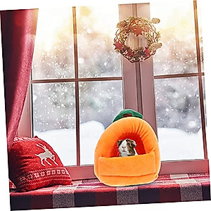 LIFKICH 1pc Hideout Cage Ferret Sugar Hedgehog Winter Accessory Hamster Mini Toy Nest Rat Animal Glider Pet Supple Mice Hut Plush Small Chinchilla House Guinea Habitat Squirrel Orange