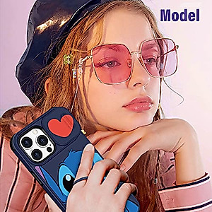 oqpa for iPhone 13 Pro Max Phone Case Cute Cartoon Phone Case for Women Girly Girl Cool Kawaii Funny 13 ProMax Case with Camera Cover+Ring Holder for Apple iPhone 13 Pro Max 6.7'', Heart Shidi