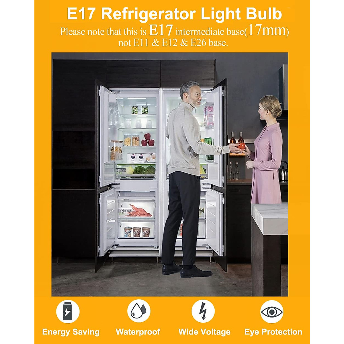 Tupolife KEI D28x kel 2816x KEI D28a KEL2811 5304522314 5304517886 LED Refrigerator Light Bulb Replacement E17 Freezer Bulb, 3W Cool White 6000K 100V-265V Fridge Lamp, 2-Pack