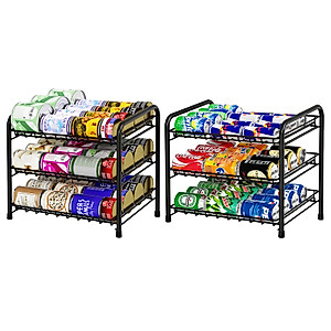 KalTell 2 in 1 Can Storage Organizer Pantry, Canned Food Organizers for Kitchen Dispenses 72 Cans-Black
