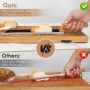 Ittnim Bread Knife Handmade Bread Bow Knife 16" Serrated Bowl Knife, Bread Saw Sourdough Knife Aluminum Alloy Sourdough Cutter Suit for Left & Right Handed People to Cut Baguettes Vegetables Fruits