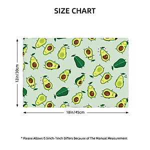 Green Cute Avocado Placemats Set of 6,Table Placemats Outdoor Indoor Placemats Rectangle,Washable Place Mats for Dining Kitchen Table Decor,Picnic Placemat Table Mat Kitchen Decor 12 X 18 in