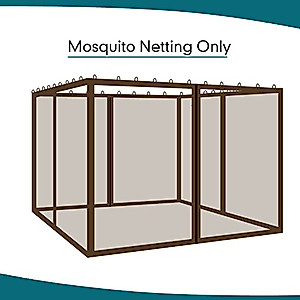 Gazebo Universal Replacement Mosquito Netting - Wonwon Outdoor Gazebo Canopy 4-Panel Screen Walls with Zipper for 10' x 10' Gazebo (Mosquito Net Only) (Brown)