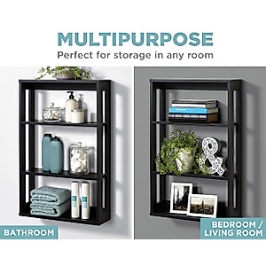 Zenna Home Wall Shelf, Black 4-Tier Organizer – Space-Saving Wall-Mounted Storage with Open Shelves for Towels, Toiletries, or Kitchen Essentials, Ideal for Bathroom, Kitchen, or Small Areas