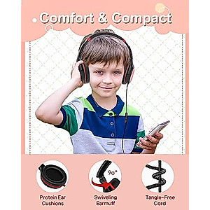 ADOOPE Kids Headphones with Safe 85dB/94dB Volume Limiter for Teen and Boys, Foldable HD Stereo Sound Headphones PC/fire Tablet/iPad, Headphones with Microphone for School, Travel and Home
