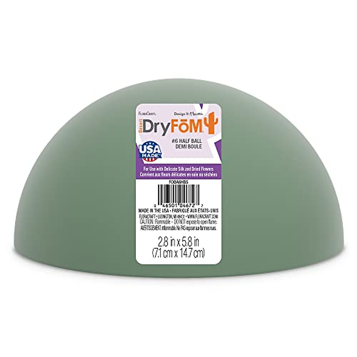 FloraCraft Floral Desert DryFōM Half Ball 2.8 Inch x 5.8 Inch Green