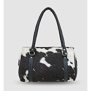 Tote Bag For Women Cowhide Leather Handbag Large Tote Purse Bag Shoulder Bag Real Cowhide Tricolor Black Brown And White Leather Hair On Bag By Shikhaart