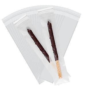 Nistar Self Sealing Pretzel Rod Bags, 100Pcs 2x10 Inch Clear Cellophane Plastic Bags, Resealable Treat Bags Self-Adhesive for Packaging Candy, Popsicle, Pen, Tableware, Candle ect