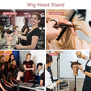 AIMEI 63 Inch Mannequin Head Stand,Foldable Wig Stand Tripod,Metal Adjustable Wig Head Stand with Set for Wig Making