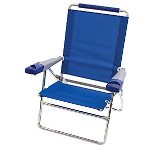 RIO Brands Beach 15" Extended Height 4 Position Folding Beach Chair, Blue (SC615-28-1)