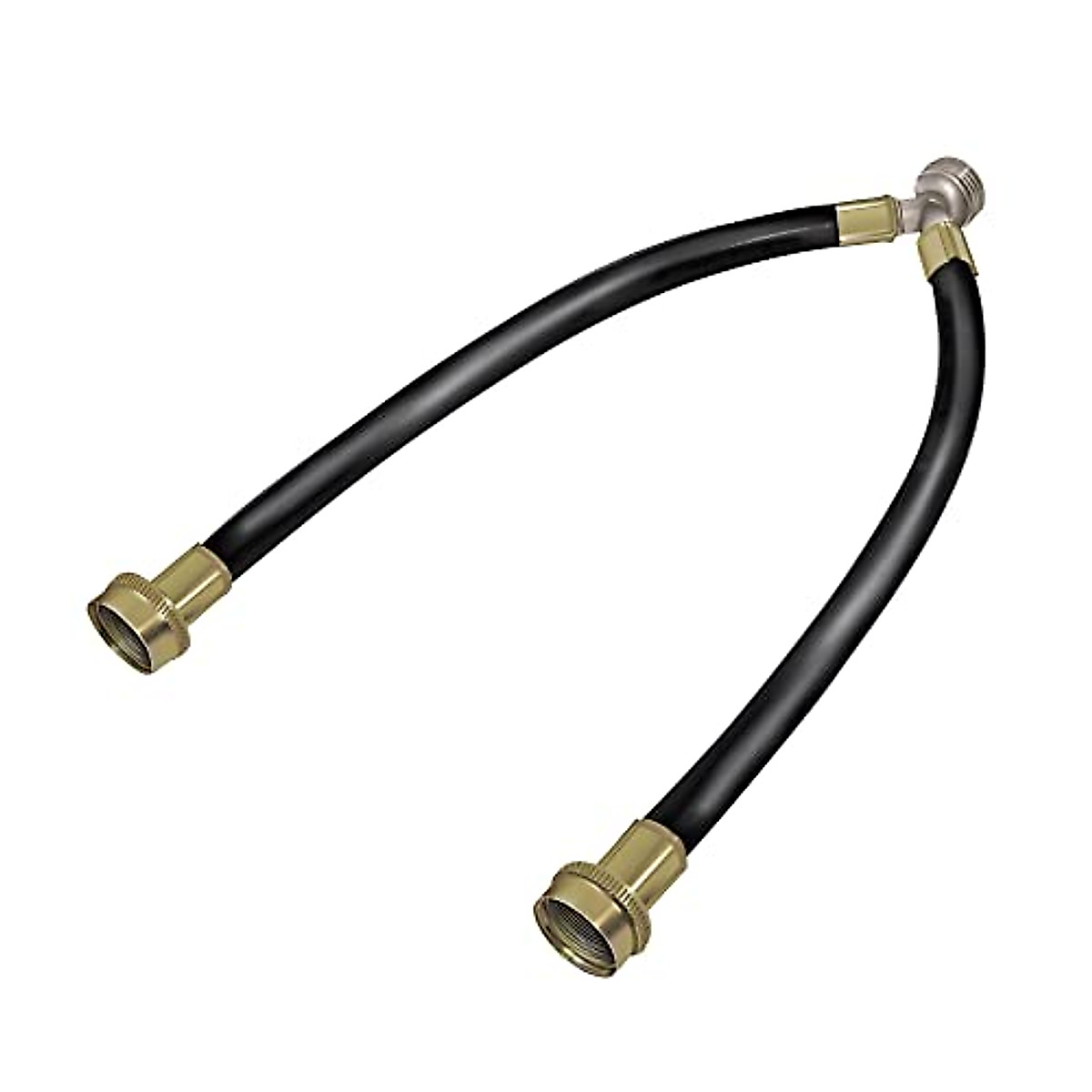 “Y” Mixer Hose, Mix Hot and Cold Water, 1ft Washer Braided Rubber Inlet Hose ¾” with Brass Couplings