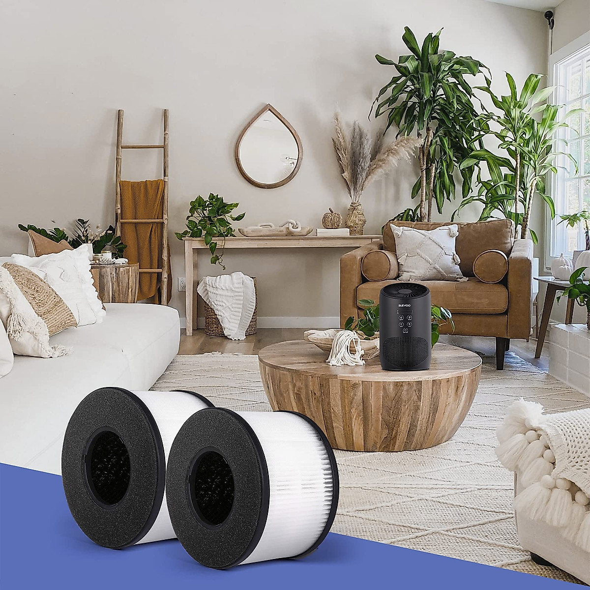 Slevoo BS-03 Air Purifier Filter Replacement - 2 Pack, Compatible with BS-03 HEPA Air Purifiers, 3-in-1 HEPA Air Filter Replacement