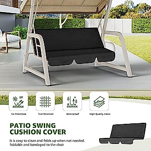 Patio Swing Cushion Cover Replacement Waterproof Outdoor Swing Seat Cover 3 Seater Dustproof Protective Covers for 3 Seat Garden Swing Chair Cushions (Only Cover, No Cushion) 59x59x4 Inch