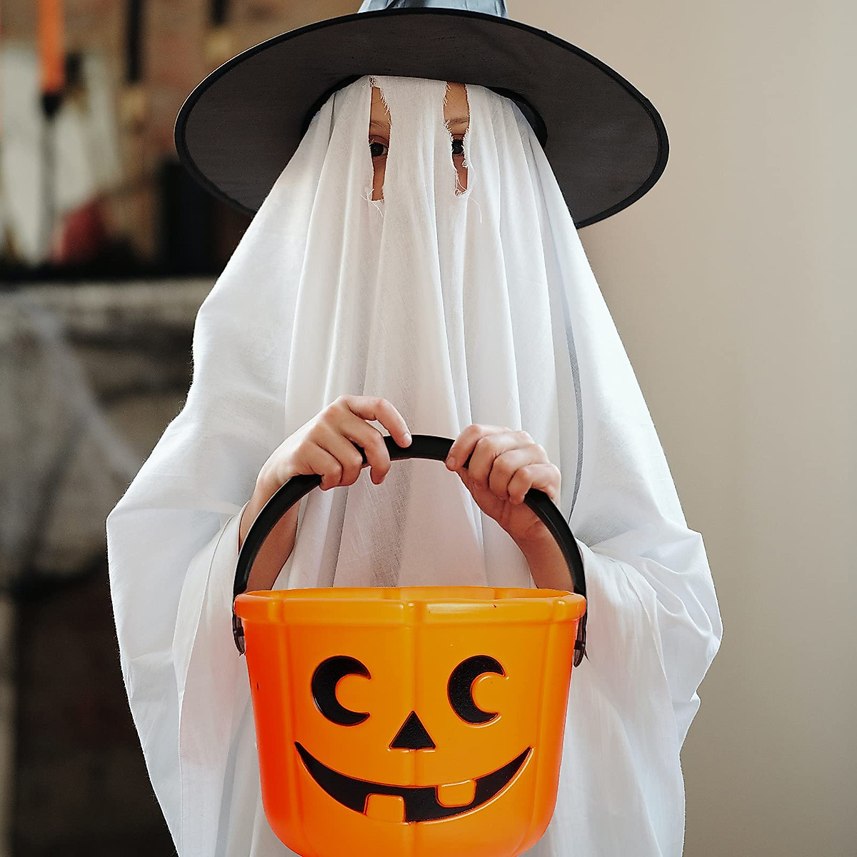 KEPATO Halloween Pumpkin Candy Bucket, 3 Pack Large Plastic Trick or Treat Basket for Kids, Portable Halloween Candy Pumpkin Pails for Halloween Party Decor Favors