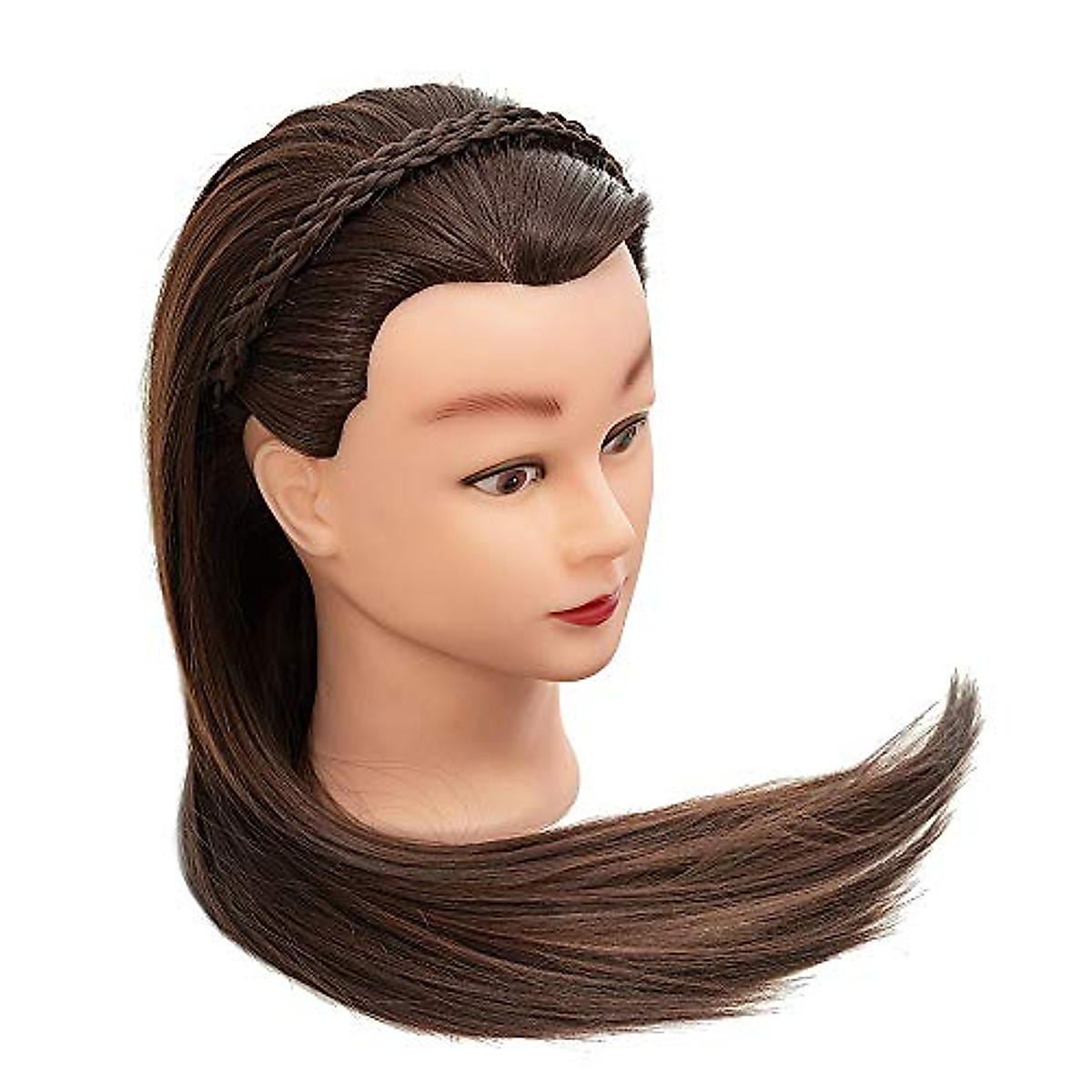 Cosmetology Mannequin Head Hair Styling 26-28inch Training Head Synthetic Fiber Manikin Head Doll Head with Clamp（#2 Black 20Inch）
