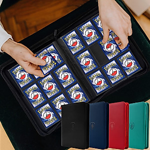 Premium Zip Card Binder, Fabmaker 9 Pocket Trading Card Binder, PU Cover Zipper Card Collection Album, Sturdy 360 Side-Loading Card Folder Holder for MTG, TCG, Game Cards, Sports Cards, Black