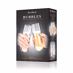 Final Touch Bubbles Stemless Champagne/Sparkling Wine Glasses - Set of 2-8 oz (236 ml)