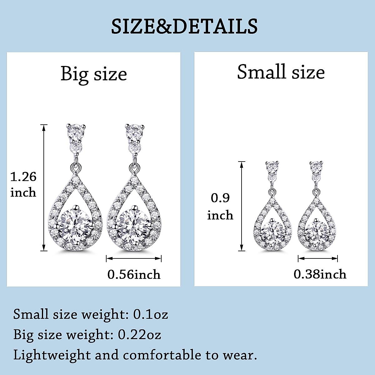 GULICX Dazzling Silver Plated Base Clear Round Cut Flawless CZ Cubic Zirconia Crystal White Drop Earrings