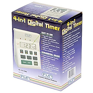 FMP Digital 4 Channel Commercial Kitchen Countdown Timer, Water Resistant, 7-inch Height, White