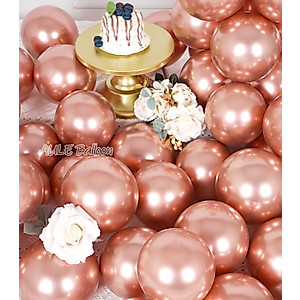 AULE Metallic Rose Gold Balloons 5 inch 50 Pcs Rose Gold Latex Balloons Chrome Helium Shiny Thicken Balloon Perfect Party Decoration for Wedding Birthday Baby Shower Graduation Christmas Carnival