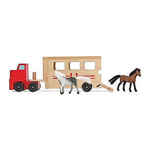 Melissa & Doug Wooden Horse Carrier Toy & 1 Scratch Art Mini-Pad Bundle (04097)