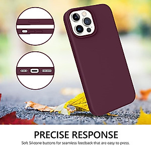 GUAGUA Compatible with iPhone 13 Pro Max Case 6.7 Inch Liquid Silicone Soft Gel Rubber Slim Microfiber Lining Cushion Texture Cover Shockproof Protective Phone Case for iPhone 13 Pro Max, Plum Red