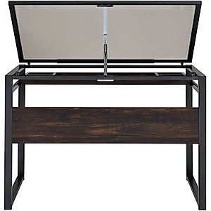 Coaster Furniture Pantano Glass Top Dark Gunmetal and Chestnut Drafting Desk 805571